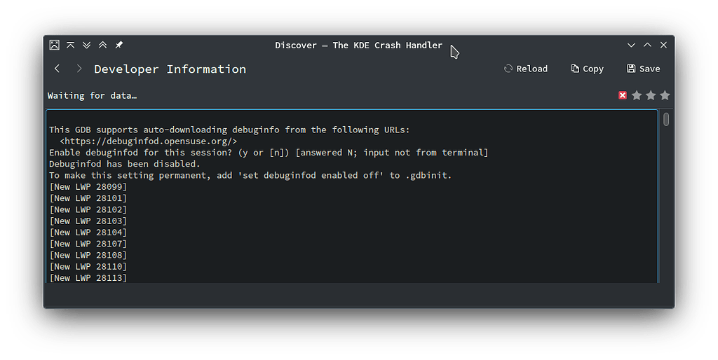 How to prevent DrKonqi automatically rejecting debuginfo package download? - Help - KDE Discuss