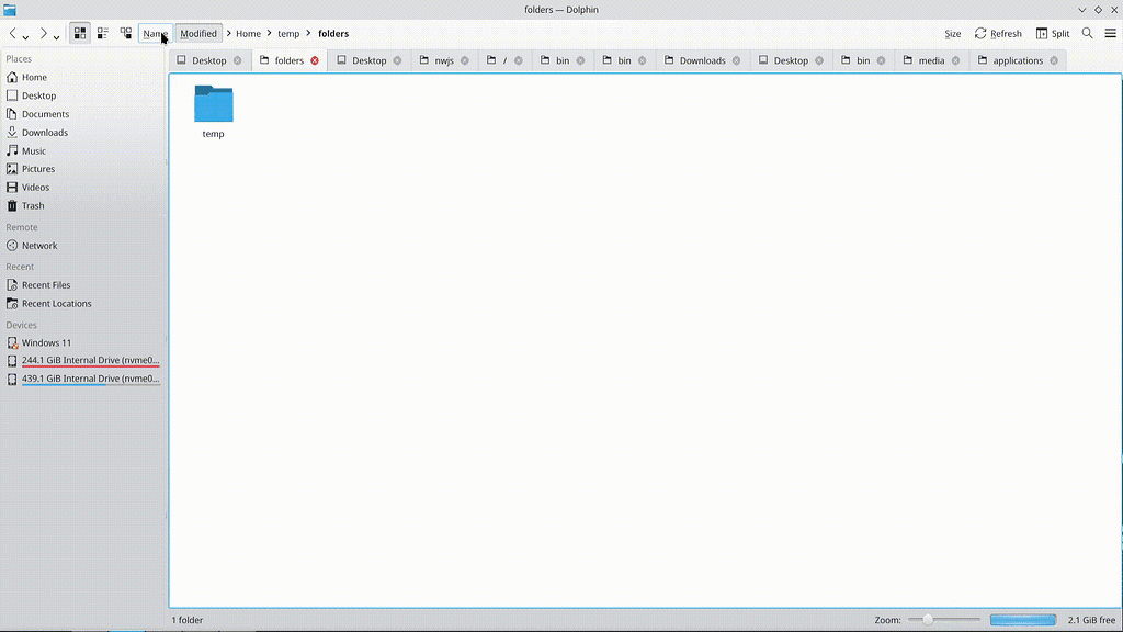 The Location Bar panel disappears, after dolphin restart, if the 3 action buttons are set in ...