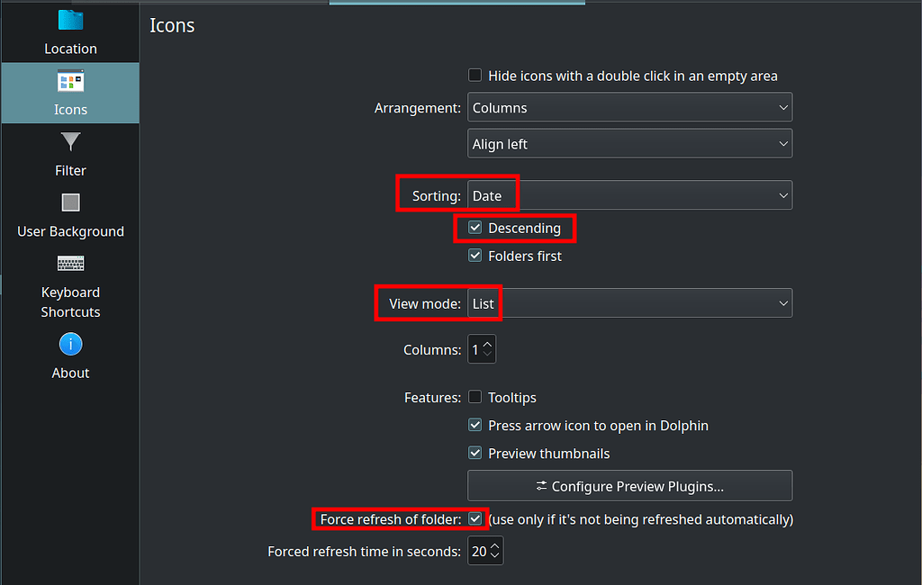 How can the widget "Transparent Folder view" be modified in order to list recently accessed/used ...