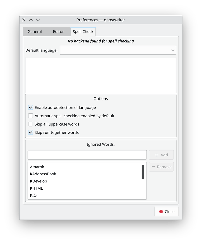 Spellchecking not avaiable in Ghostwriter - Help - KDE Discuss
