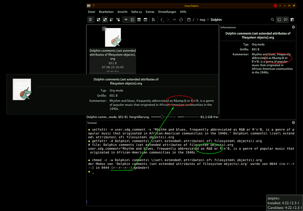 Dolphin’s Information displays ampersand for read-only files HTML encoded - Help - KDE Discuss