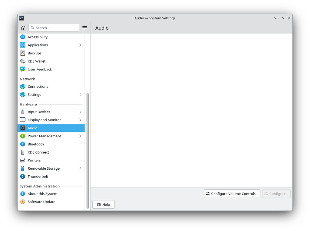 Blank/Missing Sound Settings - Help - KDE Discuss