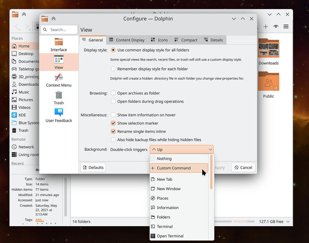 Dolphin 24.05. "double-click triggers" are not available - Help - KDE Discuss