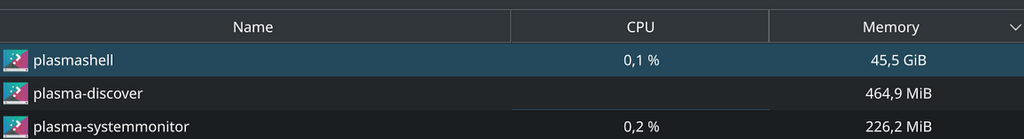 Plasmashell uses 50GB ram - Help - KDE Discuss