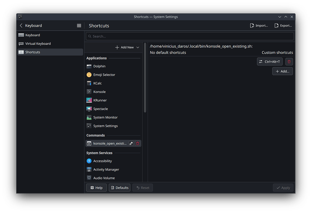 When trying to run bash script from shortcuts it error with 'Failed at step EXEC spawning /home ...