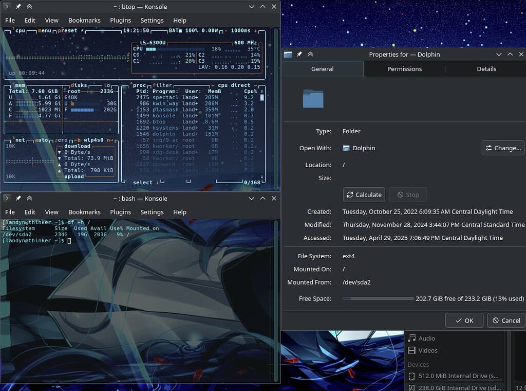Dolphin / btop? seem to incorrectly report used disk space - Help - KDE Discuss