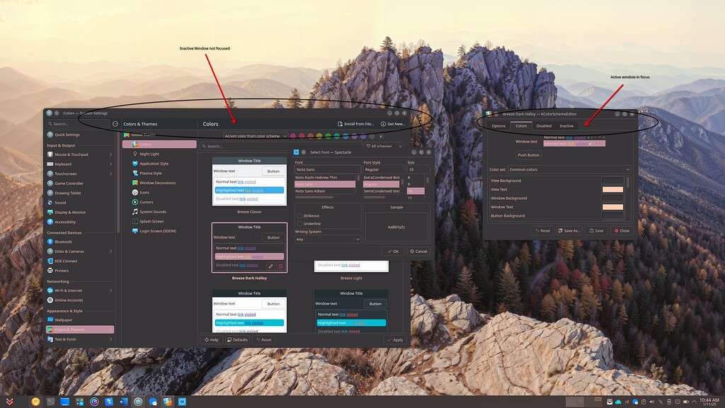 Can't figure out Focused or Unfocused window color edit - Help - KDE Discuss