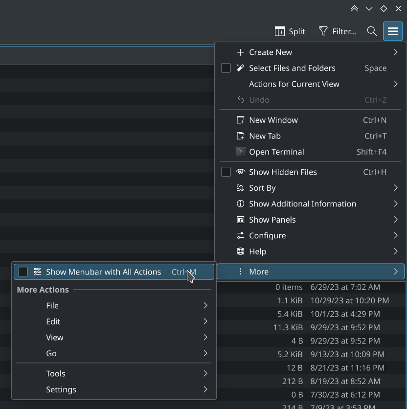 Add Restore Menu Bar to the Hamburger Menu - Brainstorm - KDE Discuss