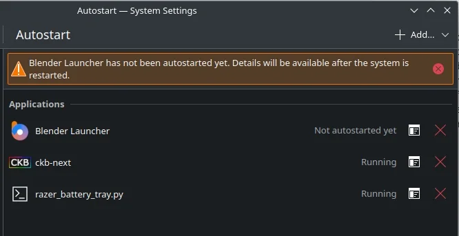 Application in Autostart Application in Autostart
