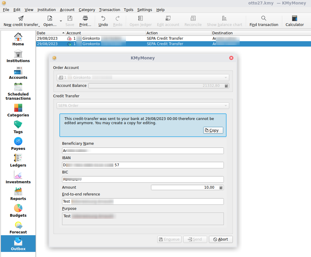 KMyMoney: SEPA standing orders - Help - KDE Discuss